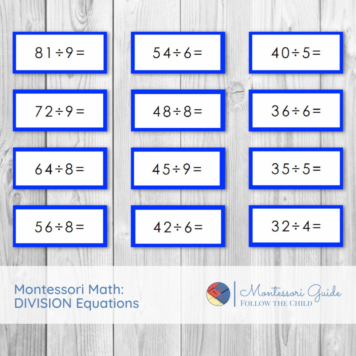 Montessori Math Equations work Charts - Etsy