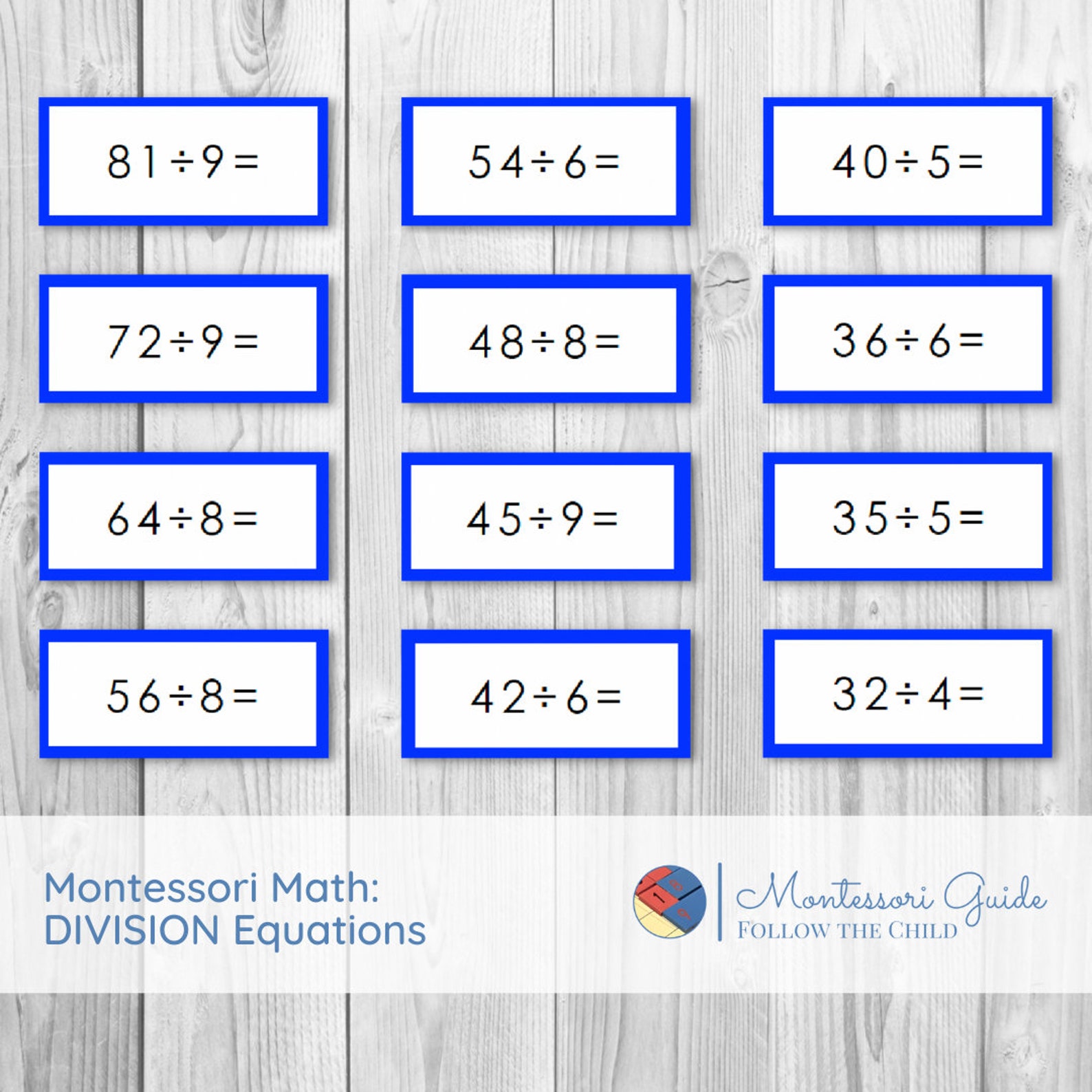 Montessori Math Equations work Charts - Etsy