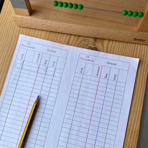 Montessori Small Bead Frame Paper - Etsy