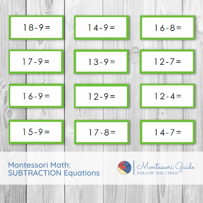 Montessori Math Equations work Charts - Etsy