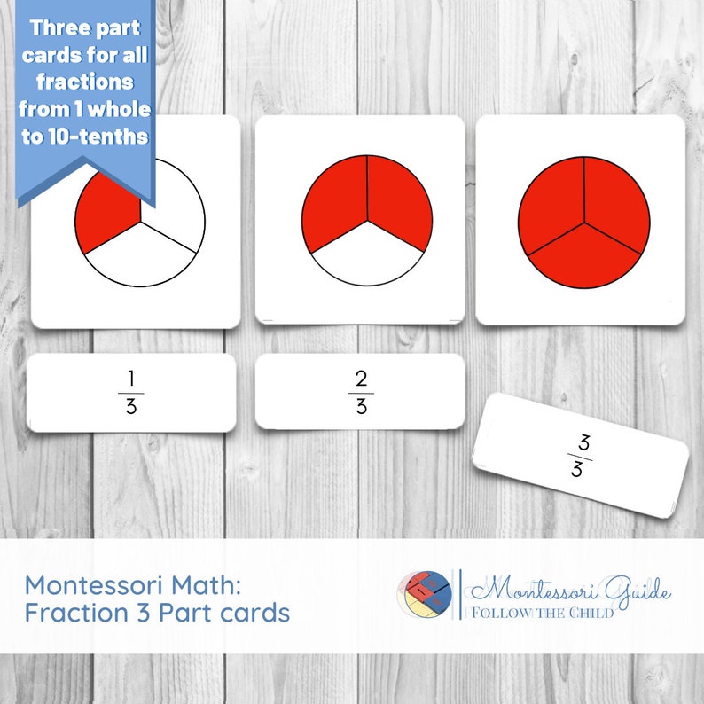 FRACTIONS Montessori Three-part Cards - Etsy