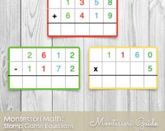 Montessori Math Equations work Charts | Etsy