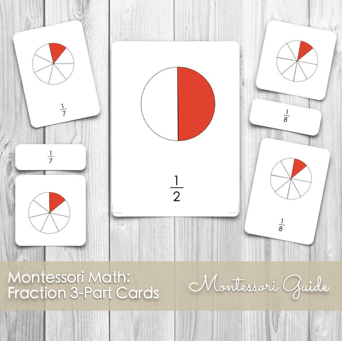 FRACTIONS Montessori Three-part Cards | Etsy