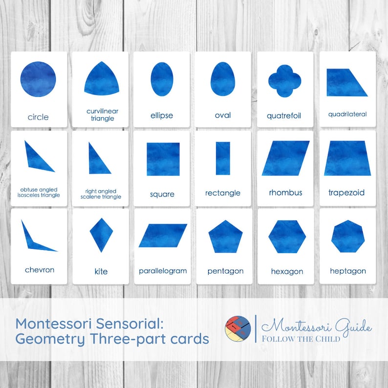 Montessori Geometry Three-part Cards - Etsy