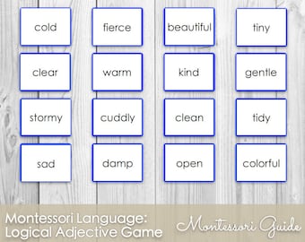 Montessori Adjective Cards/adjective Game/function of the Word - Etsy