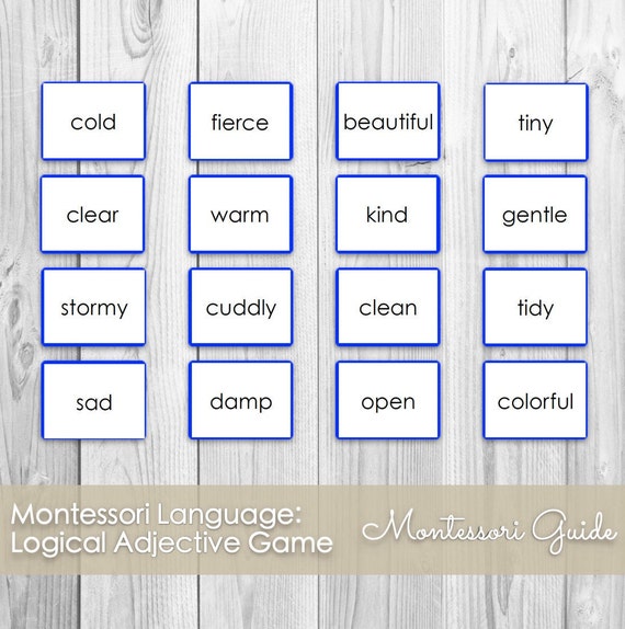 Adjective Pairing Game Montessori Function of Word Cards - Etsy