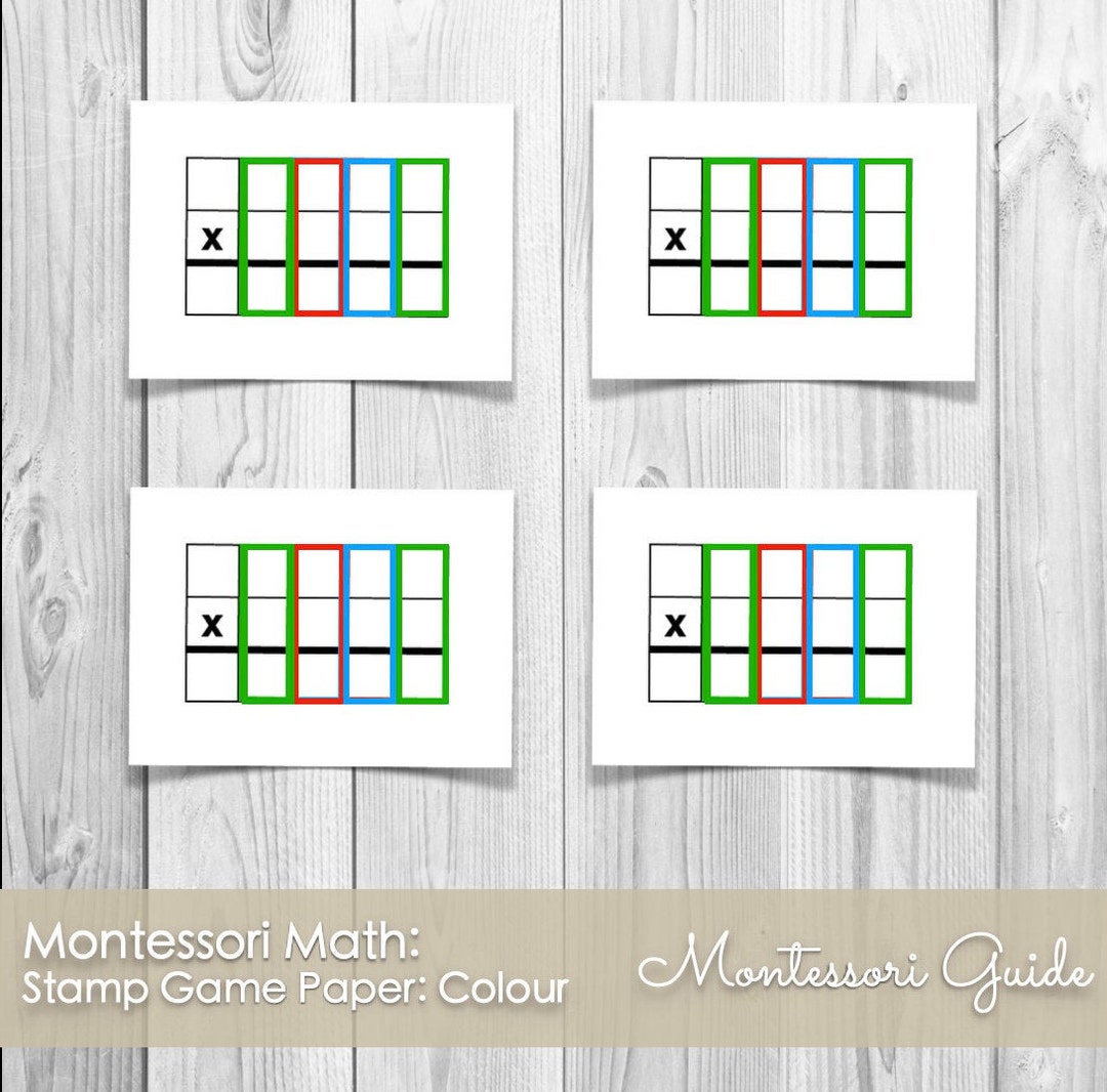 Montessori Stamp Game Paper colored - Etsy
