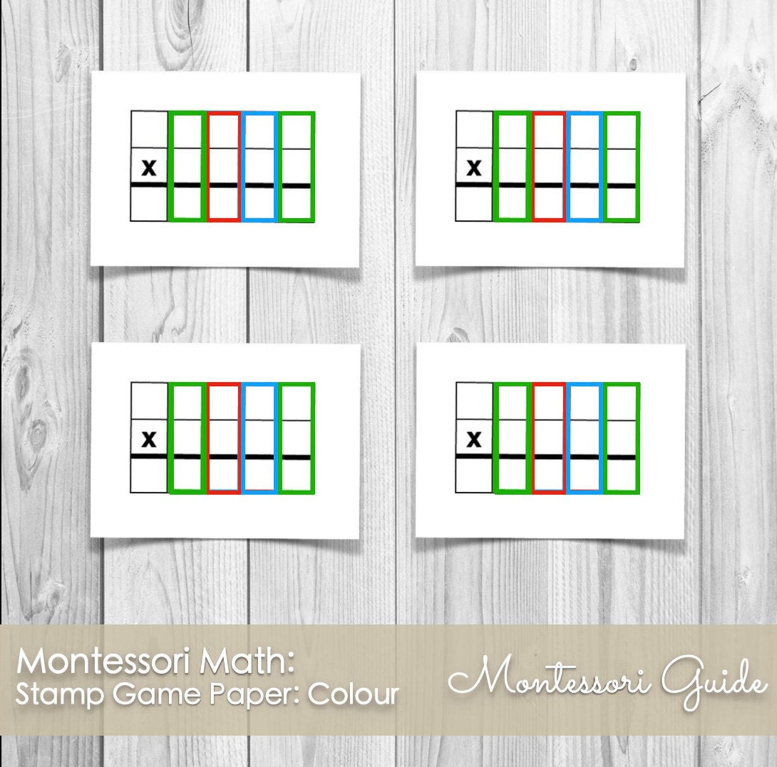 Montessori Stamp Game Paper colored - Etsy