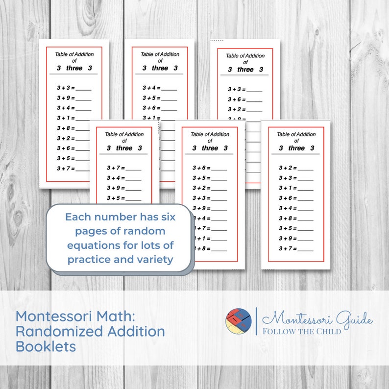 Montessori Addition Practice (equations in Random Order) - Etsy