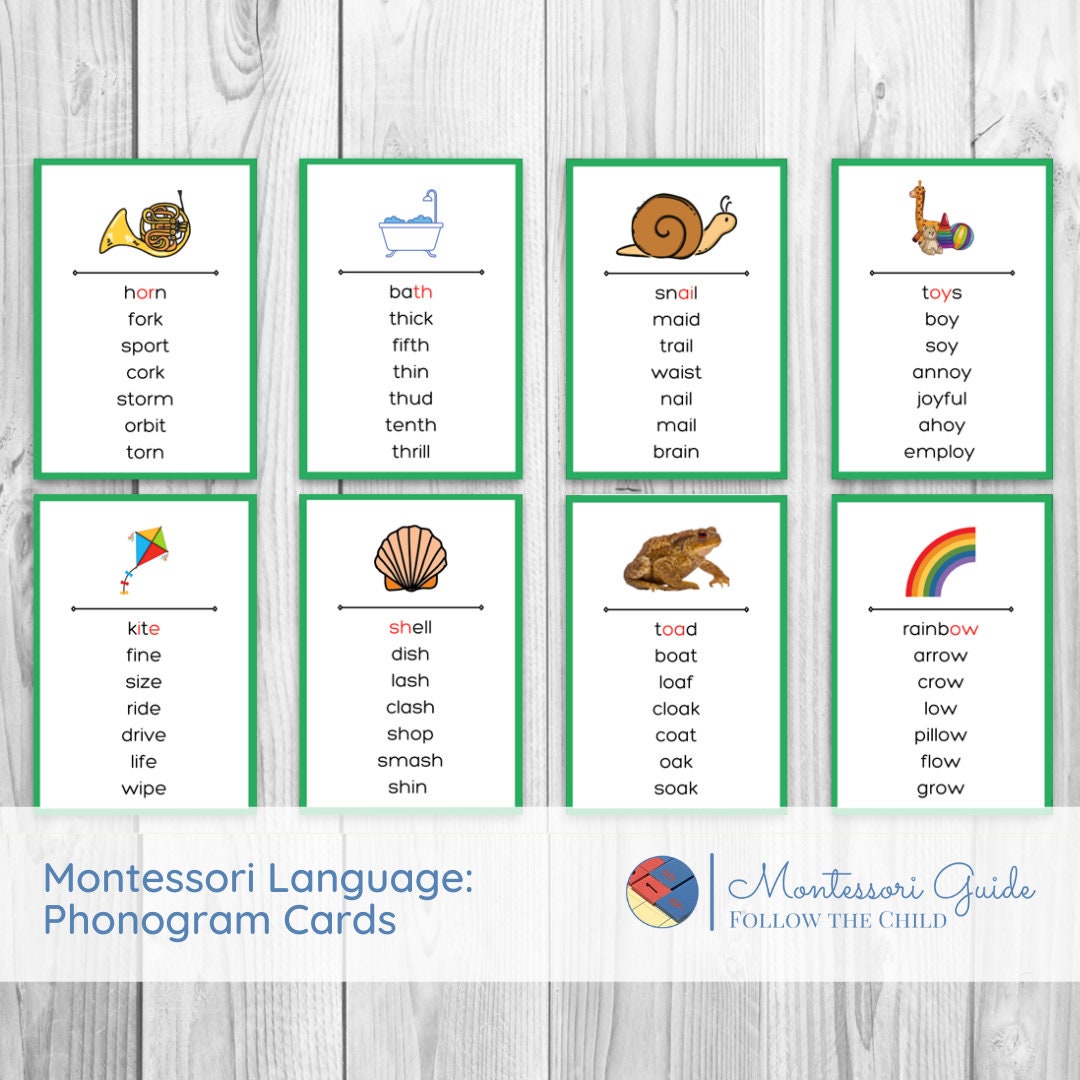 Montessori Phonogram Reading Cards - Etsy