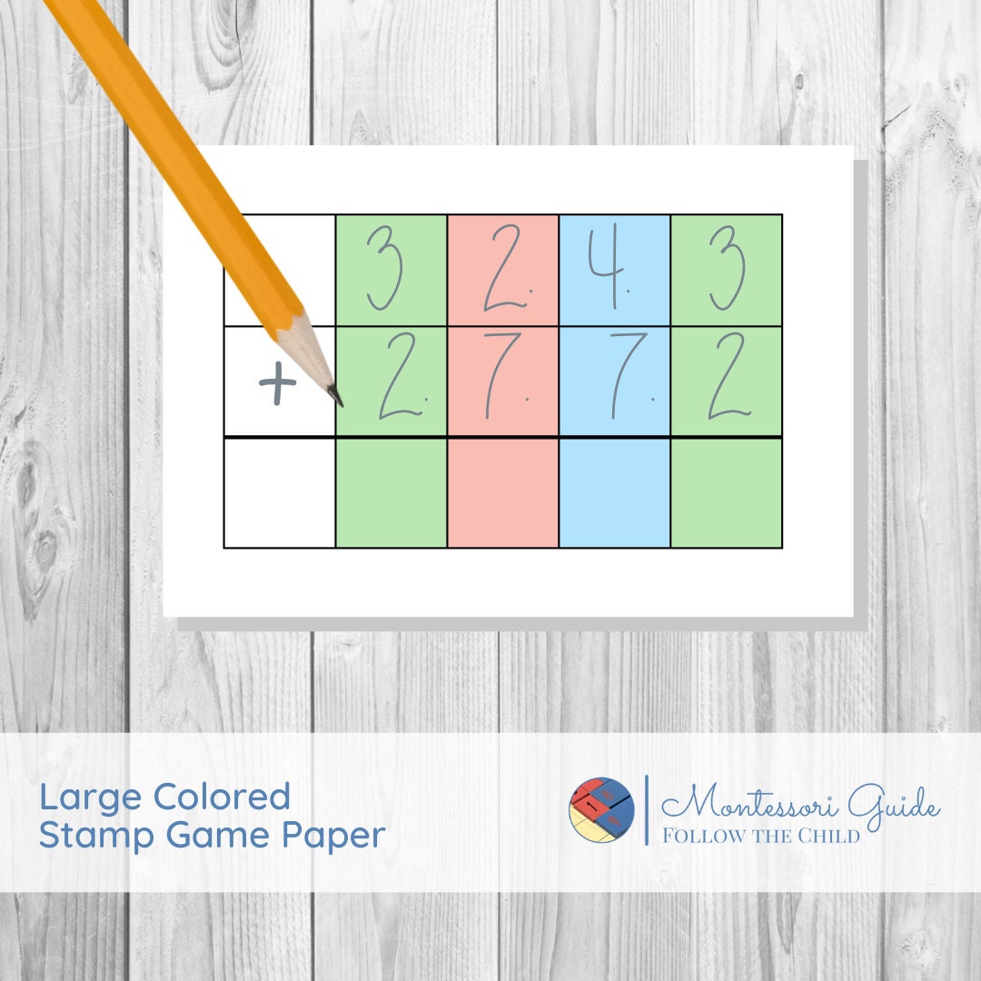 Montessori Large Stamp Game Paper (colored) - Etsy
