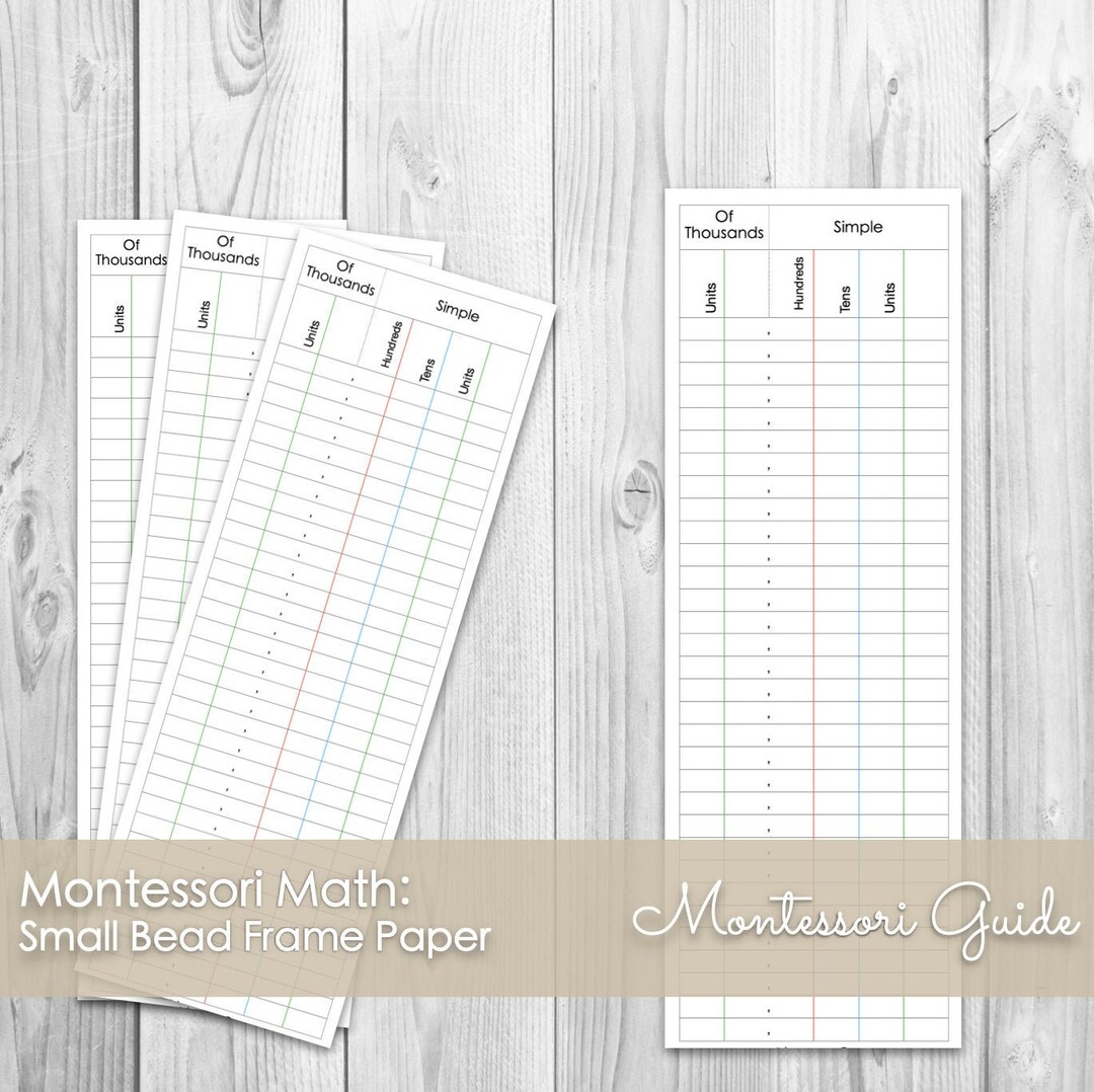 Montessori Small Bead Frame Paper - Etsy