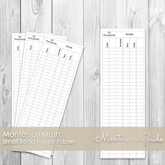 Montessori Small Bead Frame Paper | Etsy