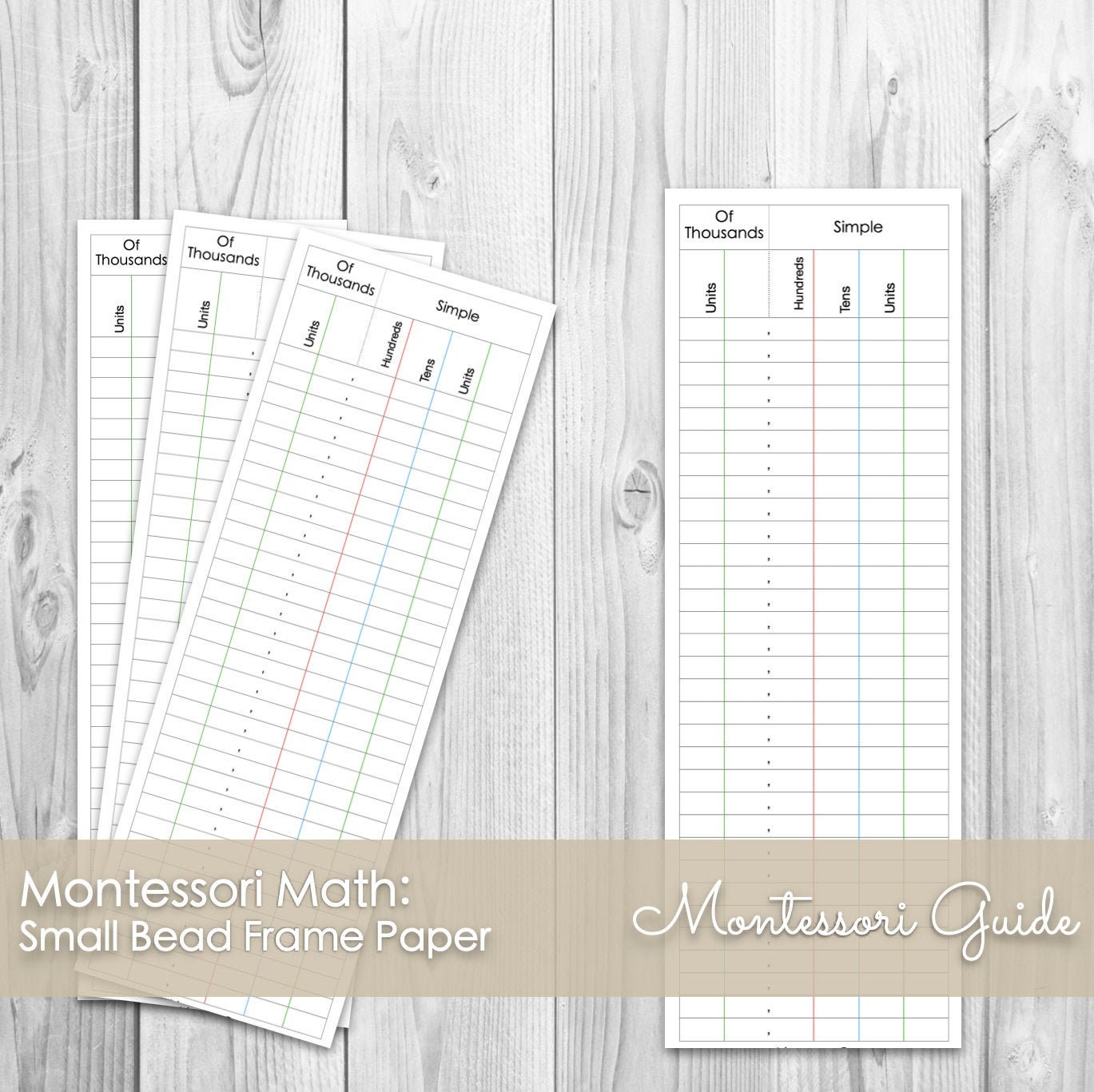 Montessori Small Bead Frame Paper - Etsy
