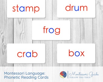 Montessori Phonetic Cards PDF Downnload. Short Vowel Cards / Rhyming ...