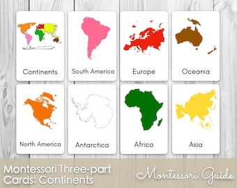 FRACTIONS Montessori Three-part Cards | Etsy