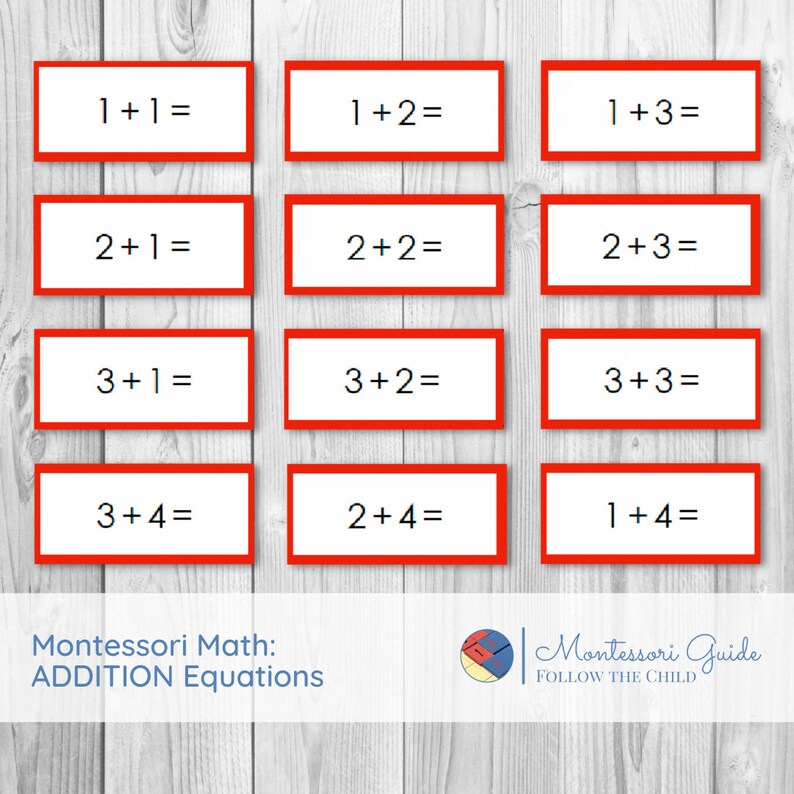 Montessori Math Equations work Charts - Etsy