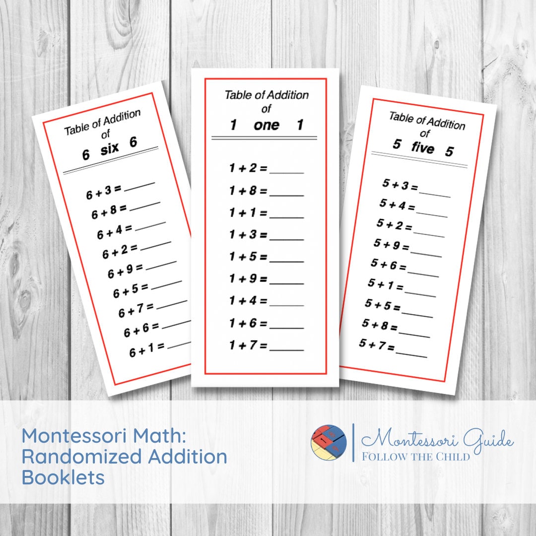 Montessori Addition Practice (equations in Random Order) - Etsy