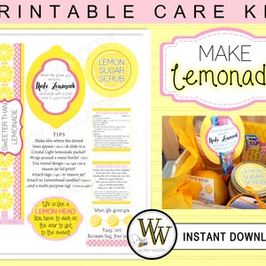 Printable Care Kit - MAKE LEMONADE - Instant Download - Lemonade - DIY ...