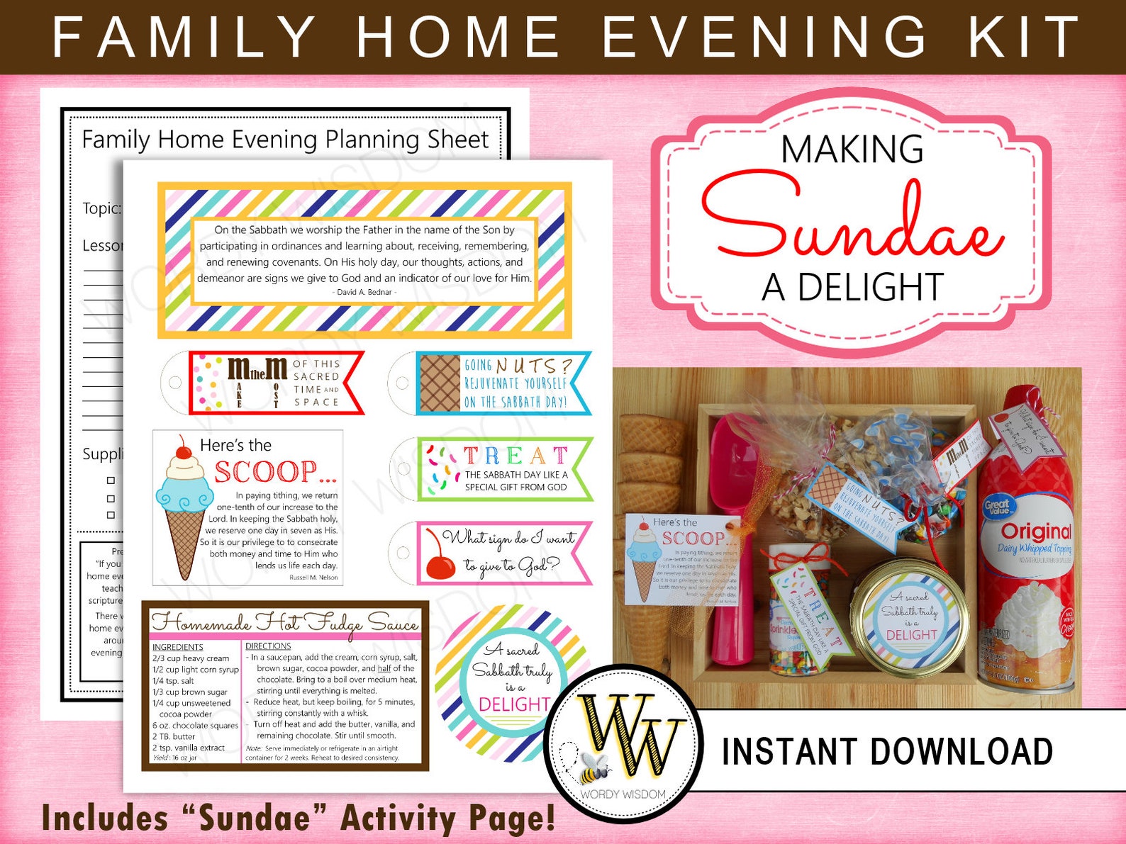 Printable Family Home Evening Kit Sabbath is a Delight Sundae INSTANT ...