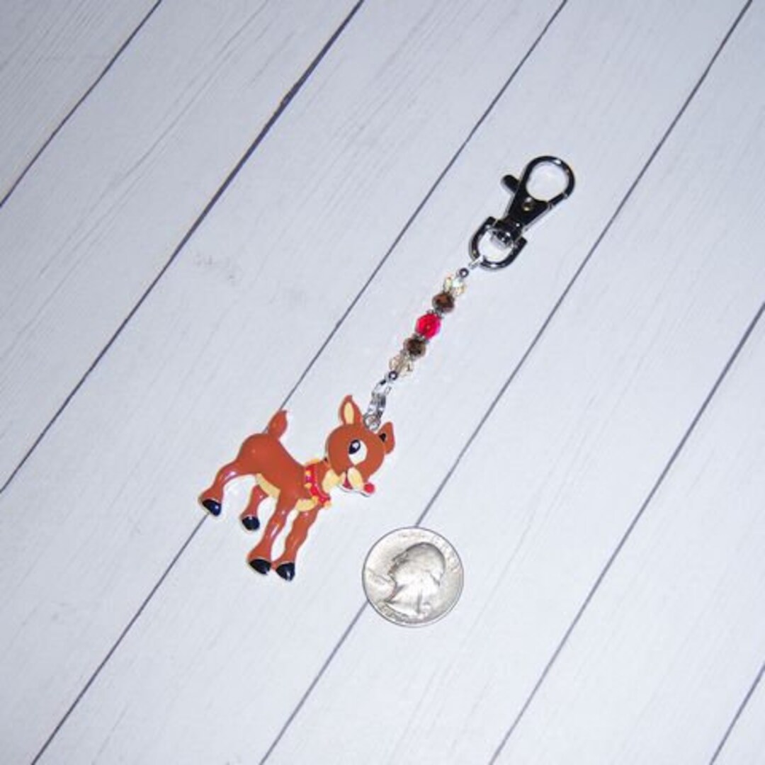 Reindeer Scissor Fob // Rudy the Deer Keychain // Christmas Purse Charm ...