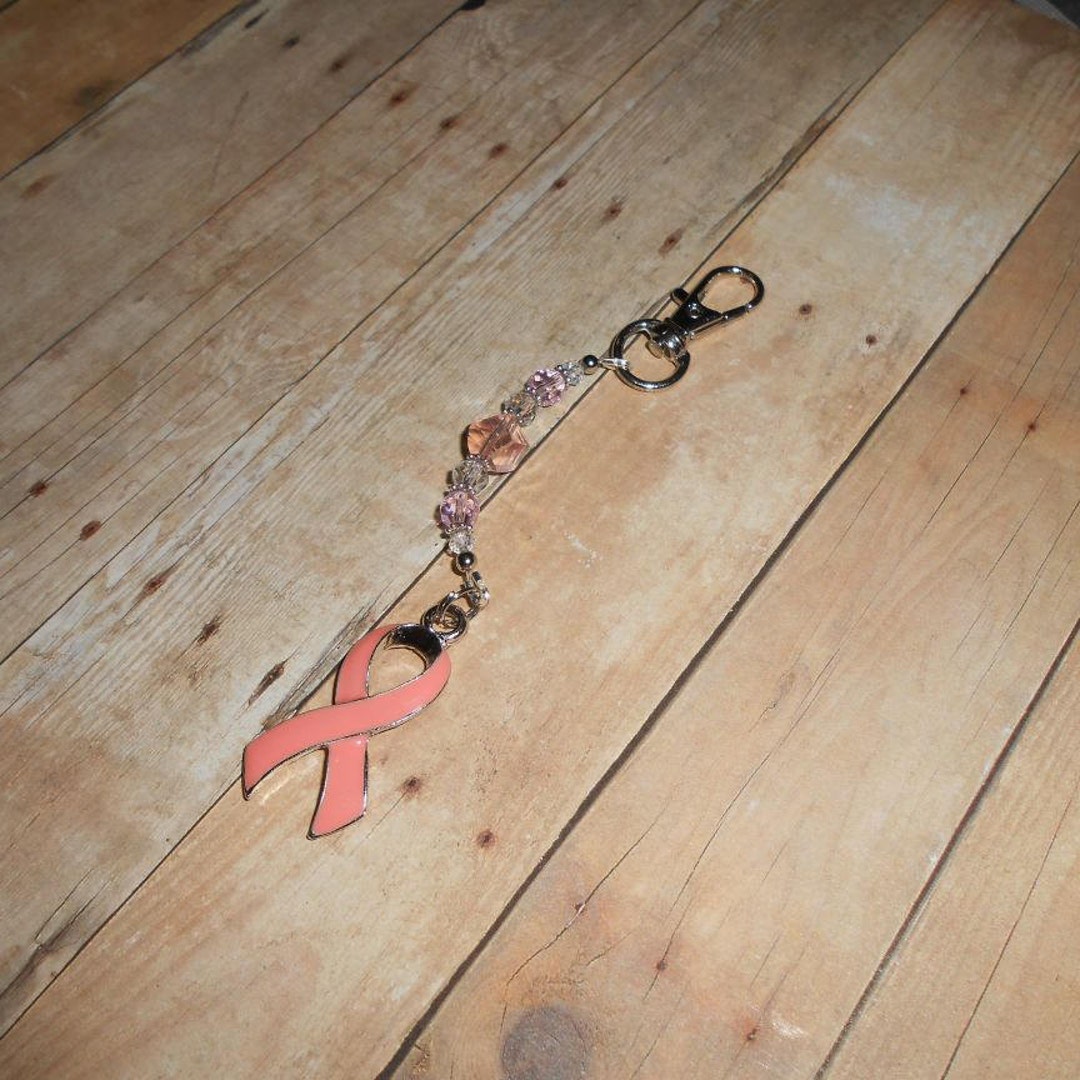 Pink Awareness Ribbon Scissor Fob // Breast Cancer Key Chain ...