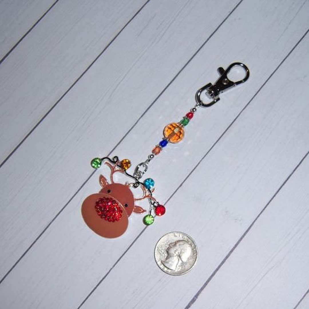 Rudy the Reindeer Zipper Pull // Red Nosed Deer Scissor Fob ...