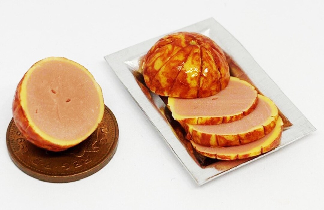 Dolls House Glazed Ham Joint Loose and on a Tray Handmade Miniature ...
