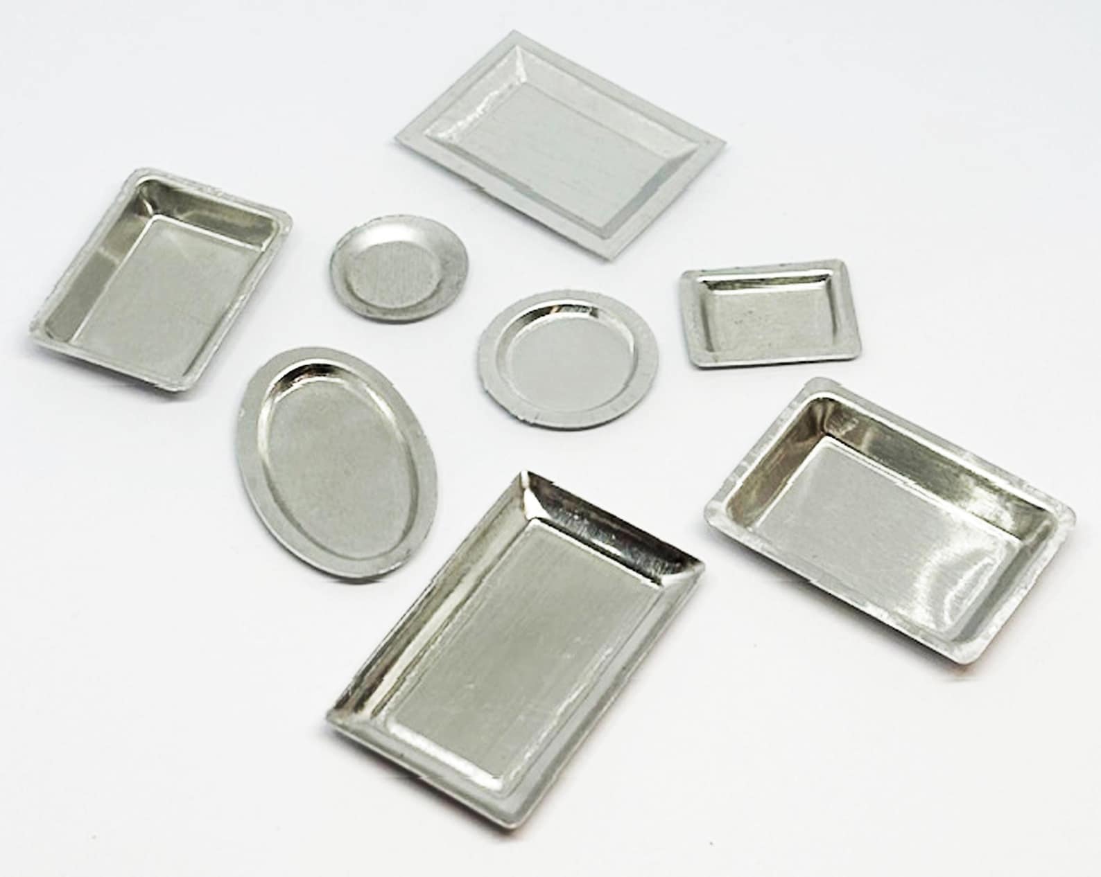 Dolls House Selection of Metal Trays Sets of 3 Shop Accessories ...