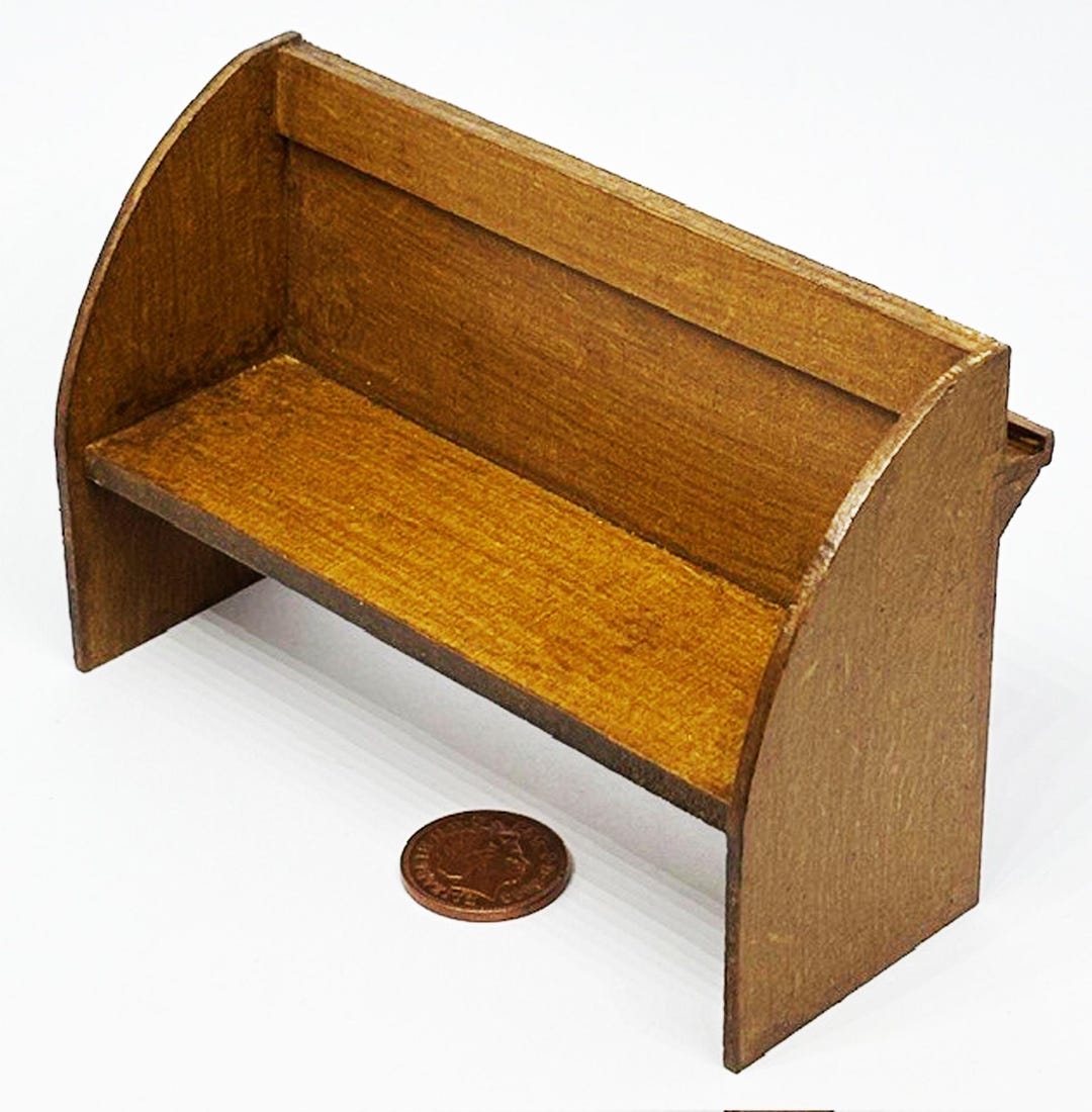 Dolls House Church Pew: Stained Wood Miniature Settle, 1/12th Scale - Etsy