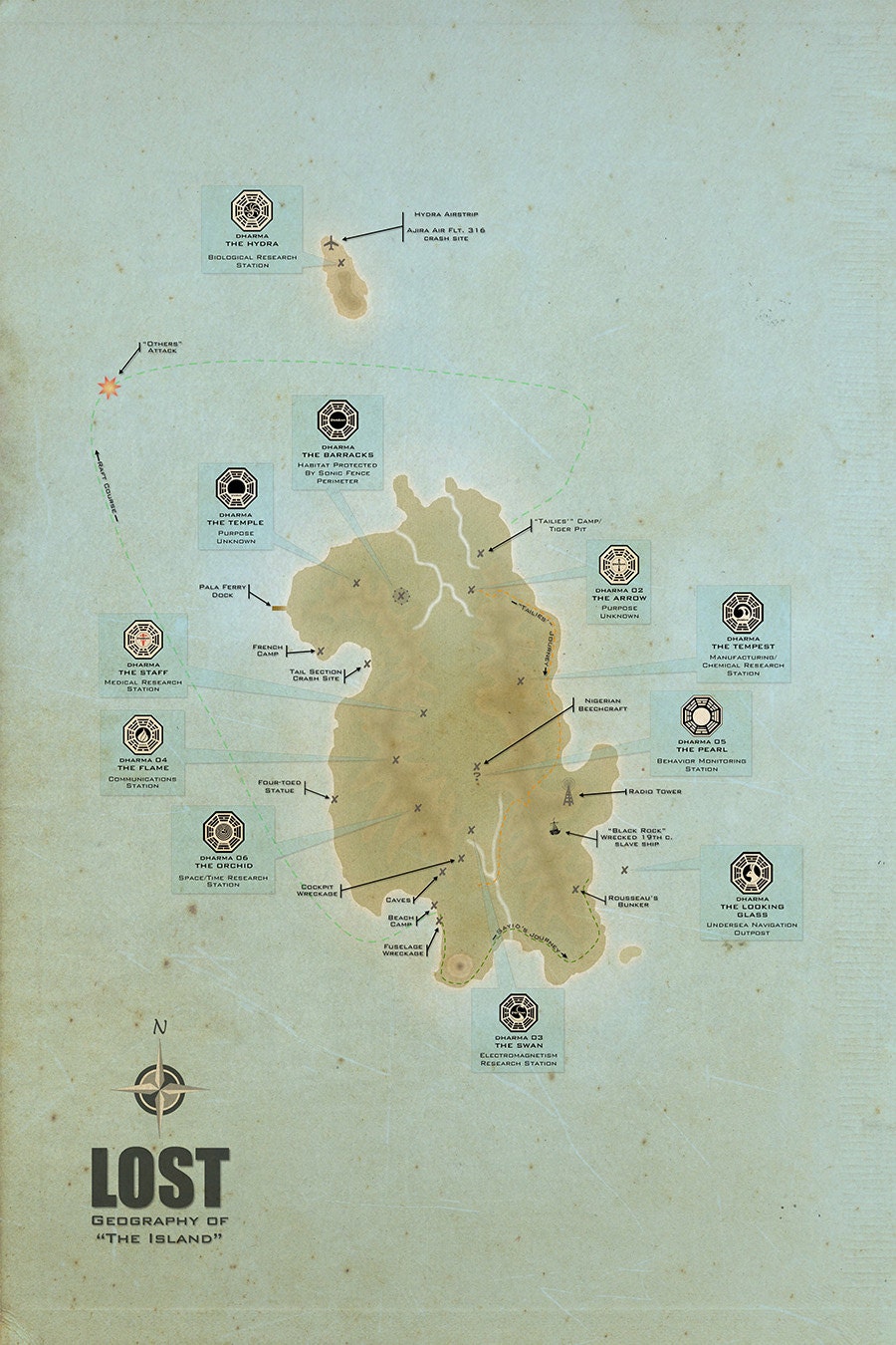 Lost Island Map Poster / 12 X 18 TV Print | Etsy