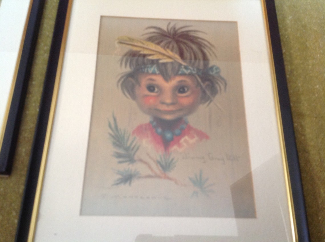 Pair of Vintage Chromolithographs by Monteague of Native - Etsy