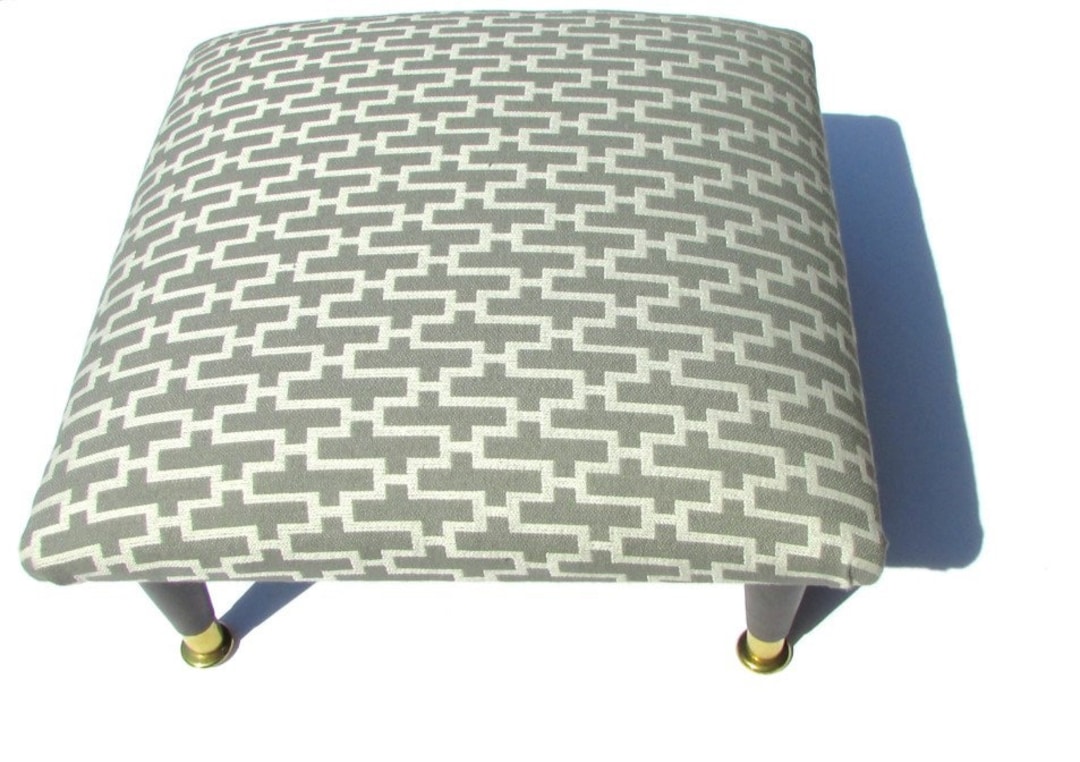 Geometric Footstool in Zig Zag Design, Grey, Size 15x15 Approx. - Etsy