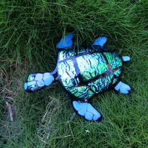 Fused Glass Turquoise Green Blue Sparkling Sea Turtle - Etsy
