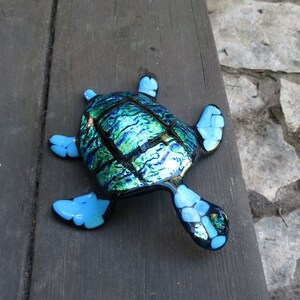 Fused Glass Turquoise Green Blue Sparkling Sea Turtle - Etsy
