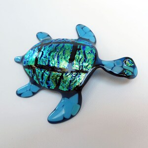 Fused Glass Turquoise Green Blue Sparkling Sea Turtle - Etsy
