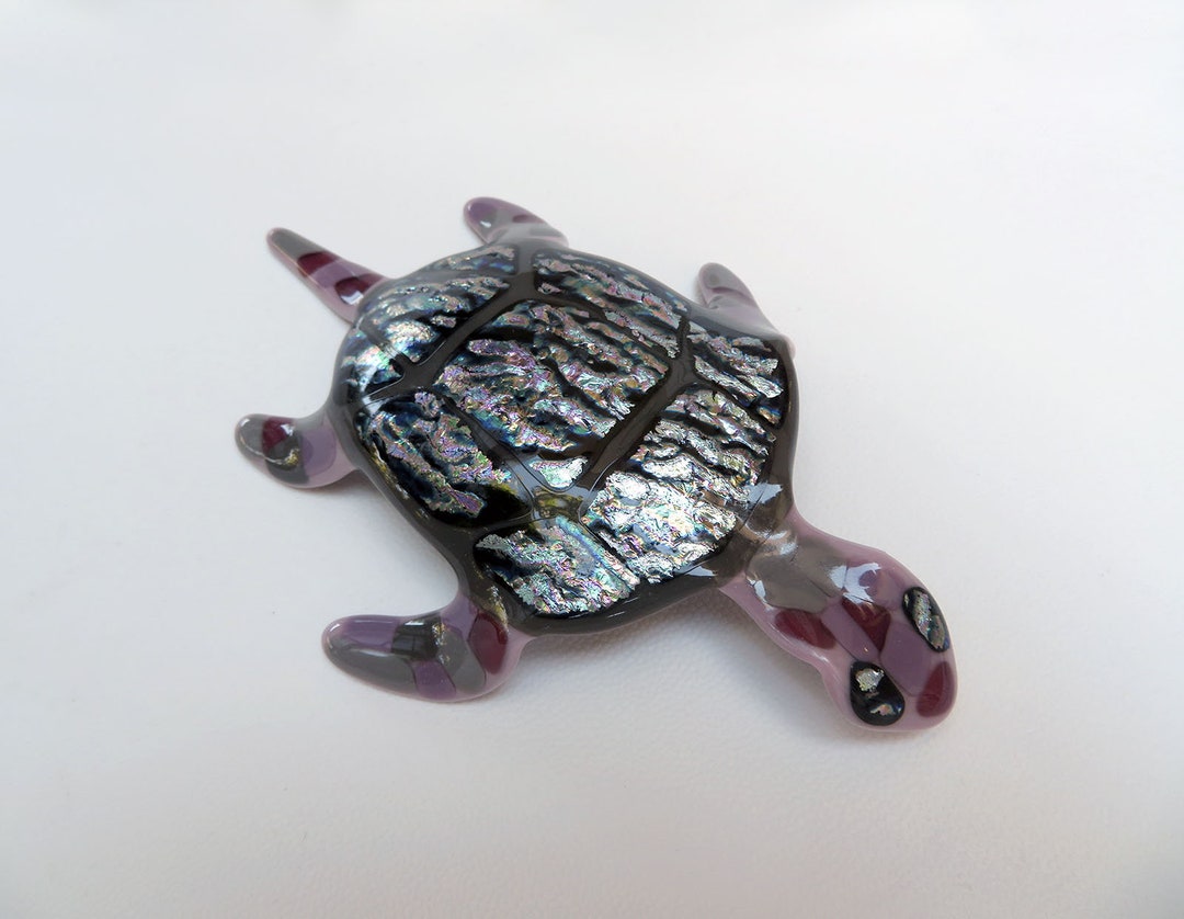 Fused Glass Pink Lilac Sparkling Sea Turtle - Etsy