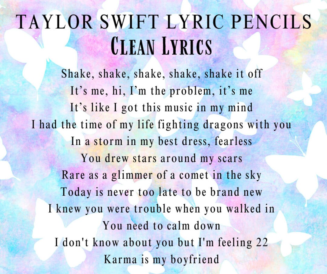 Taylor Swift Lyrics Engraved Pencils CLEAN Lyrics - Etsy