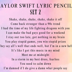 Taylor Swift Lyrics Engraved Pencils SET 2 - Etsy