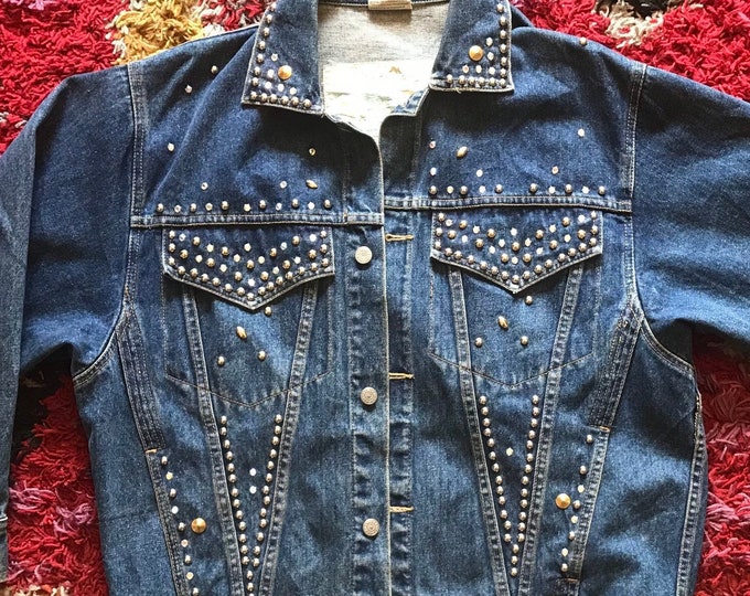 Vintage FREEGO Embellished 80s Denim Jacket - Etsy