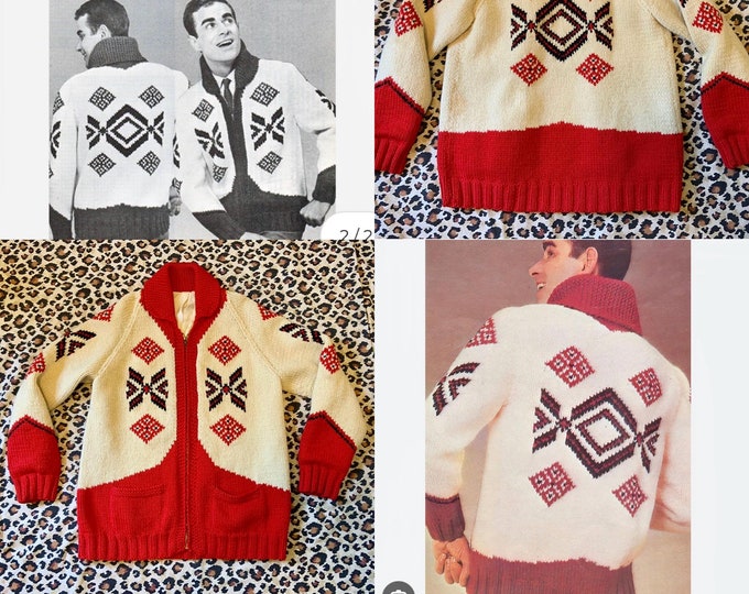 Vintage 60s Pueblo Indian Cowichan Cardigan Hand Knit Sweater, Shawl ...