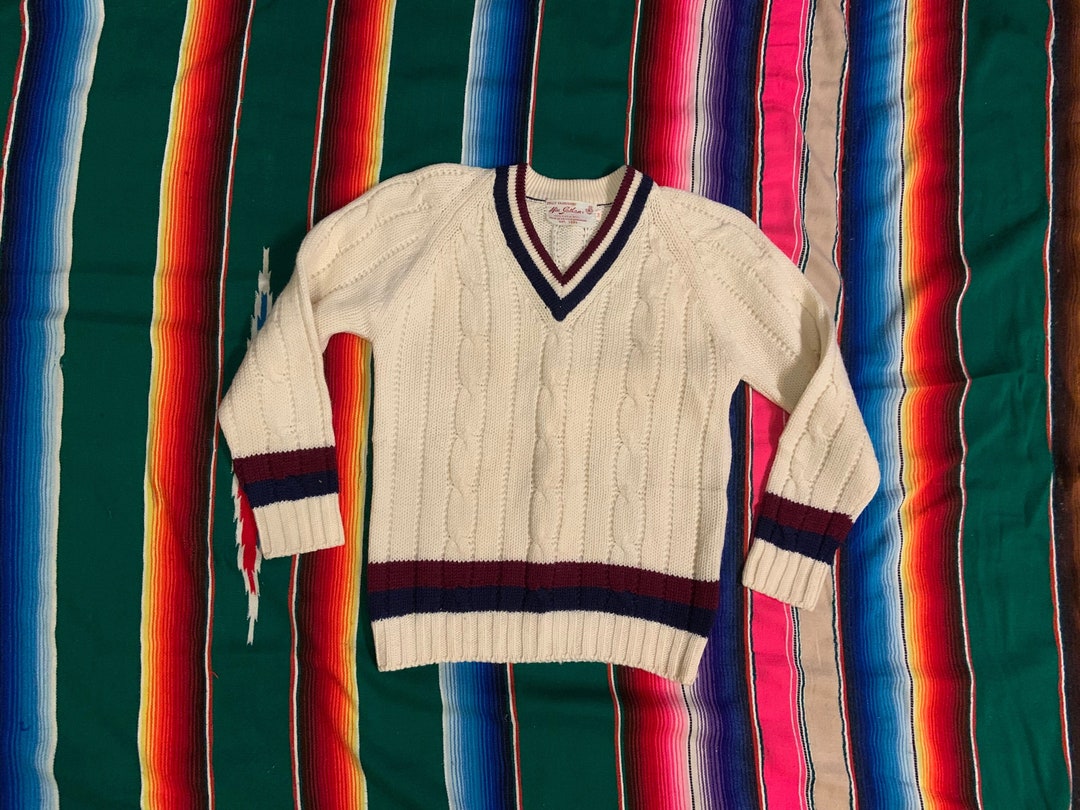 Vintage 60s Wool Mod Cable Knit Tennis V-neck Sweater - Etsy