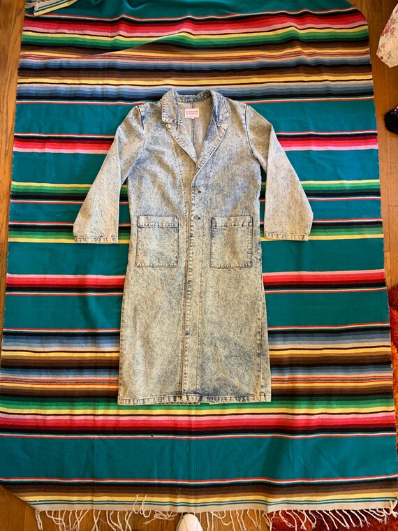 Vintage Denim Duster indigenous Hand Painted wearabl… - Gem