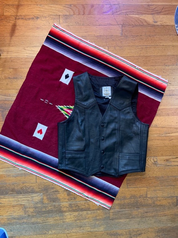 Vintage motorcycle club leather biker vest studded - Gem