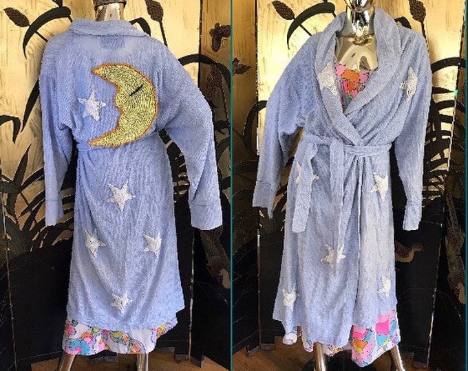 Vintage Chenille Robe Moon and Stars Loungewear, by by Canyon Group - Etsy