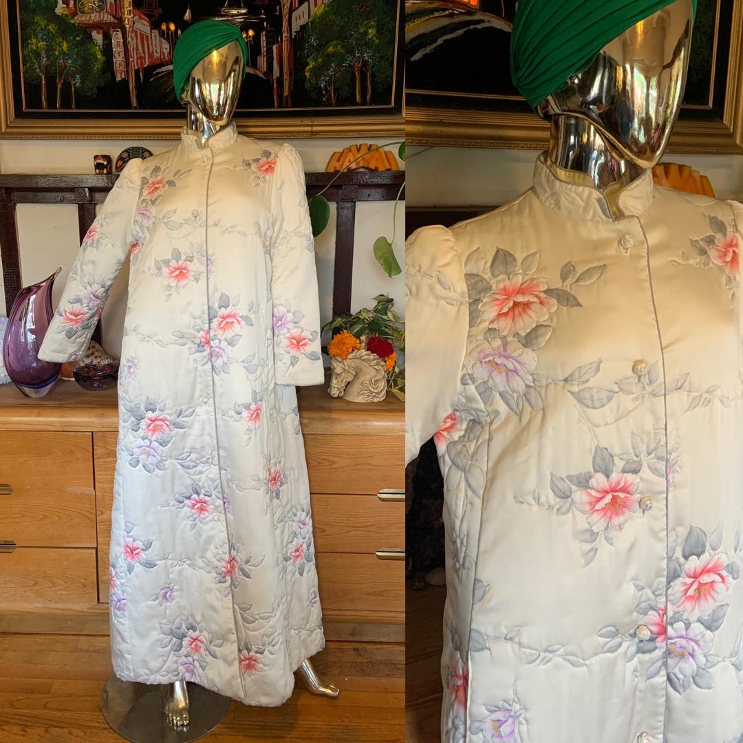 Vintage Quilted Robe Loungewear House Dress Puffer Housecoat - Etsy