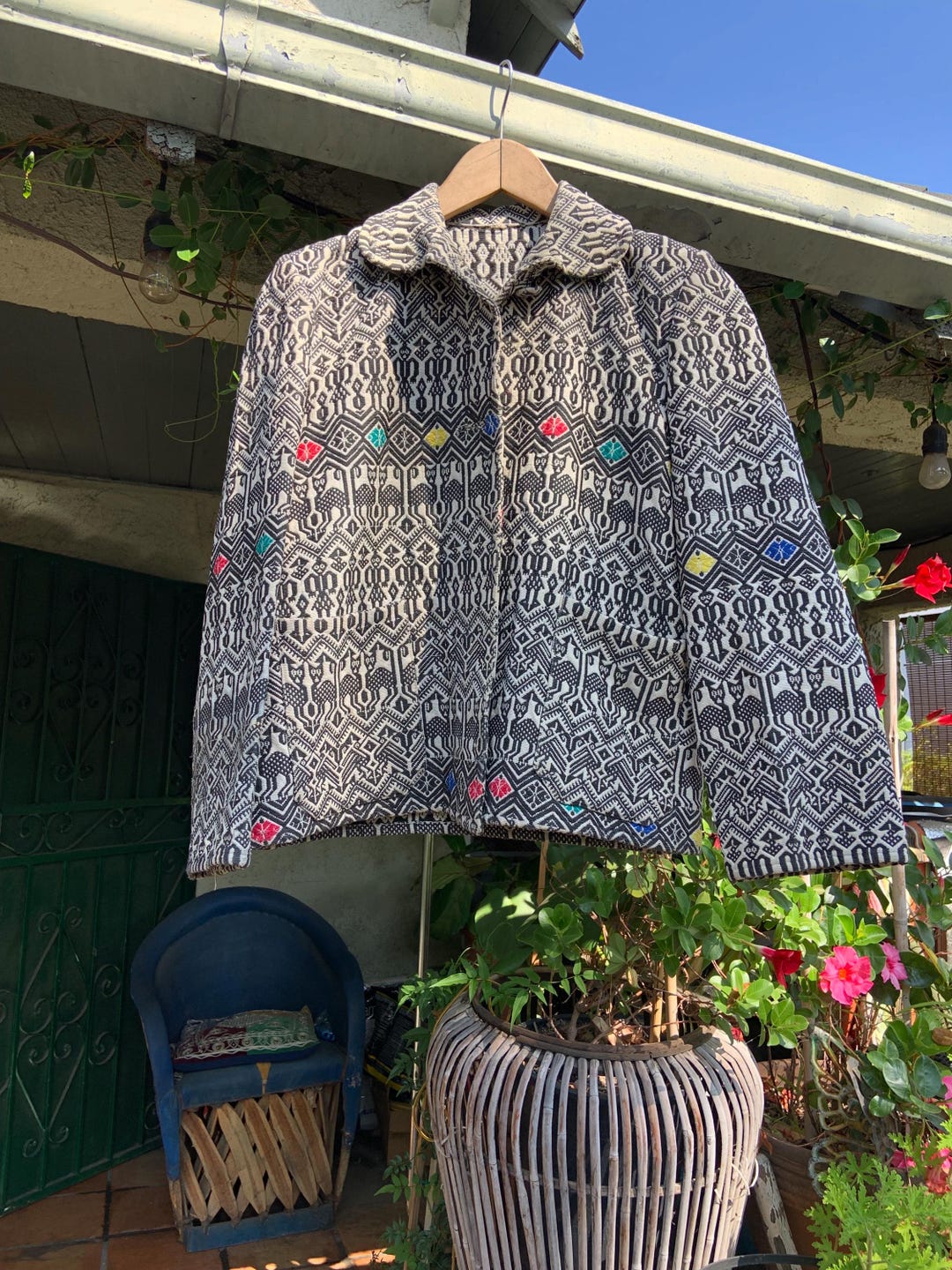 Vintage 70s Handwoven Guatemala Embroidered Jacket Chimayo Style ...