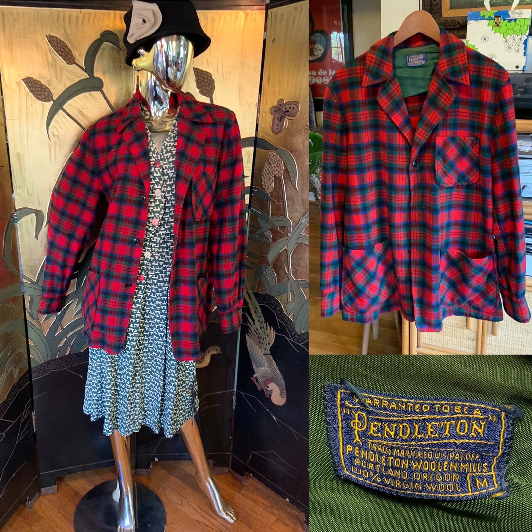 Vintage Pendleton 49er Flannel Shirt 1950’s Workwear Chore Jacket Red ...
