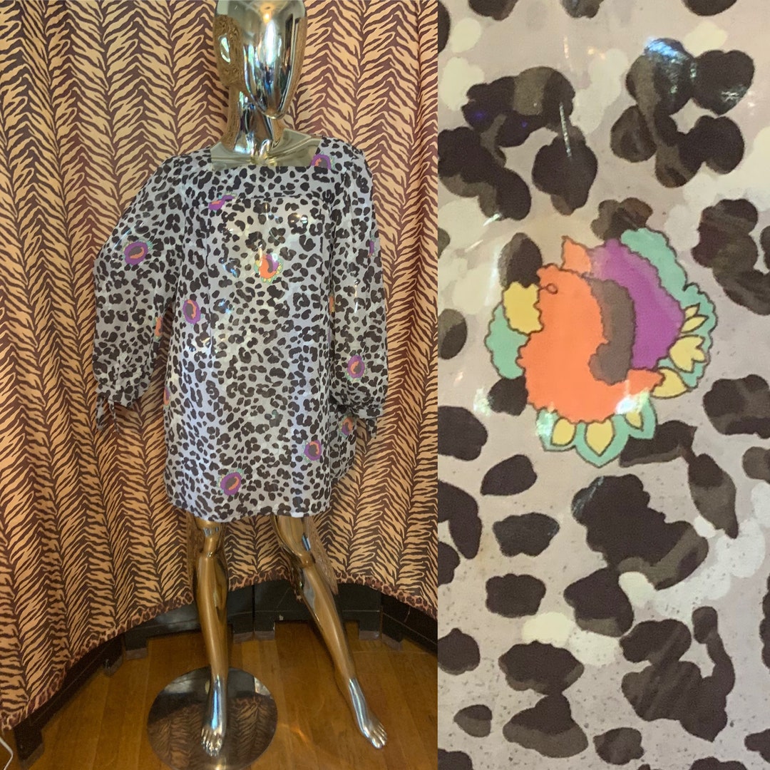 Vintage 80s Leopard Print Tunic Dress - Etsy