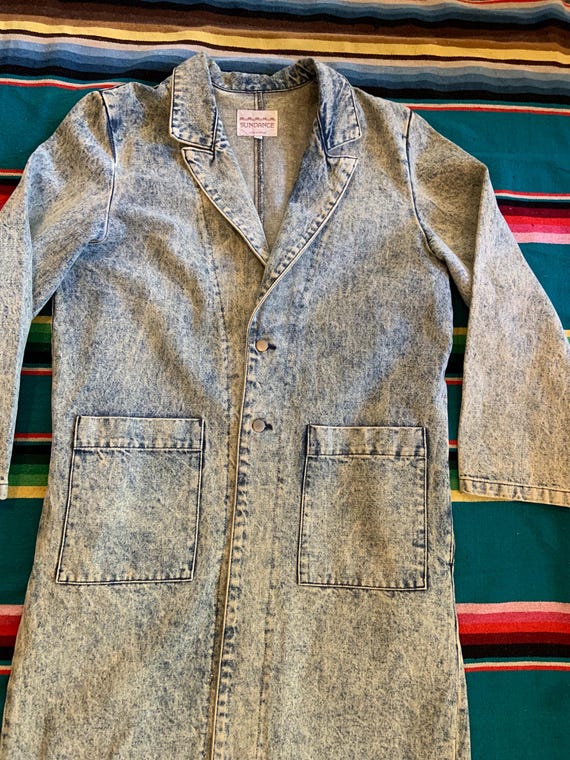 Vintage Denim Duster indigenous Hand Painted wearabl… - Gem